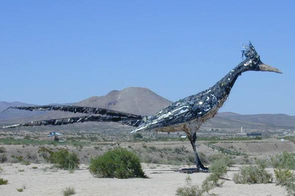 Recycled Roadrunner Sculpture
