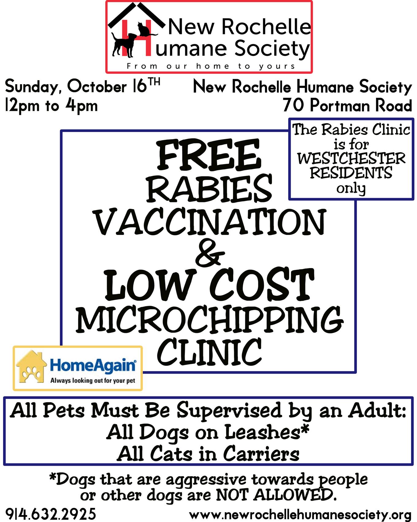 Free Rabies Clinic & Low Cost Microchipping at New Rochelle Humane ...